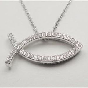 Jewelry | Nautical Sparkling Stones Fish Symbol Necklace | Poshmark